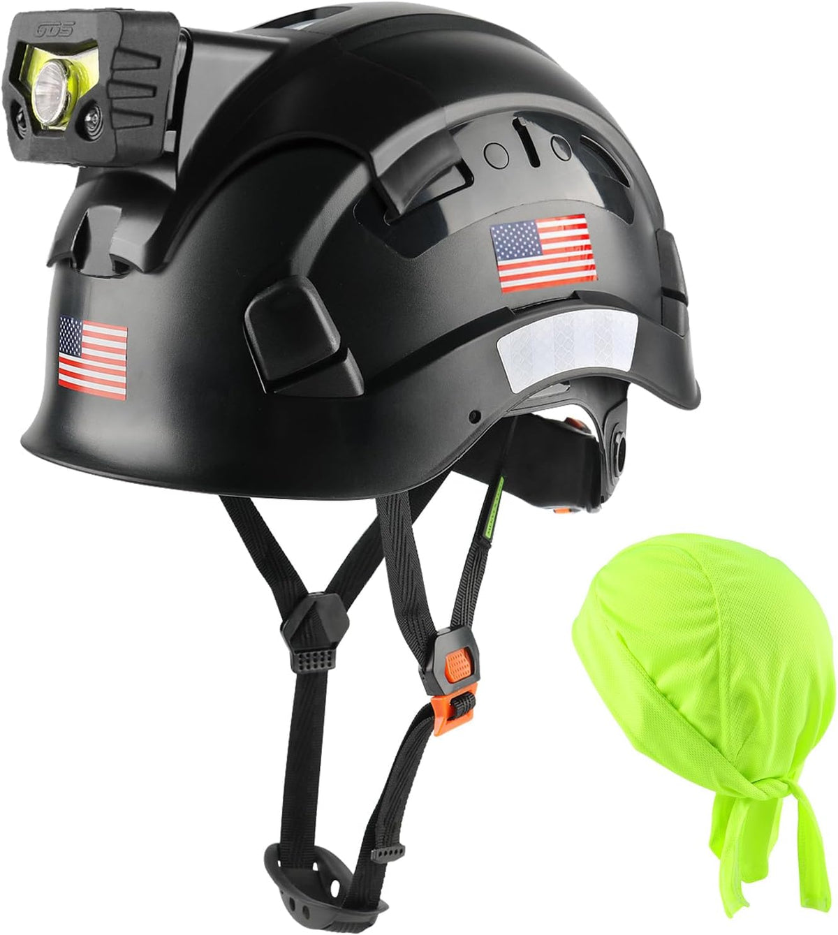 GREEN DEVIL Safety Hard Hat with Rechargeable Headlamp Light and Helme