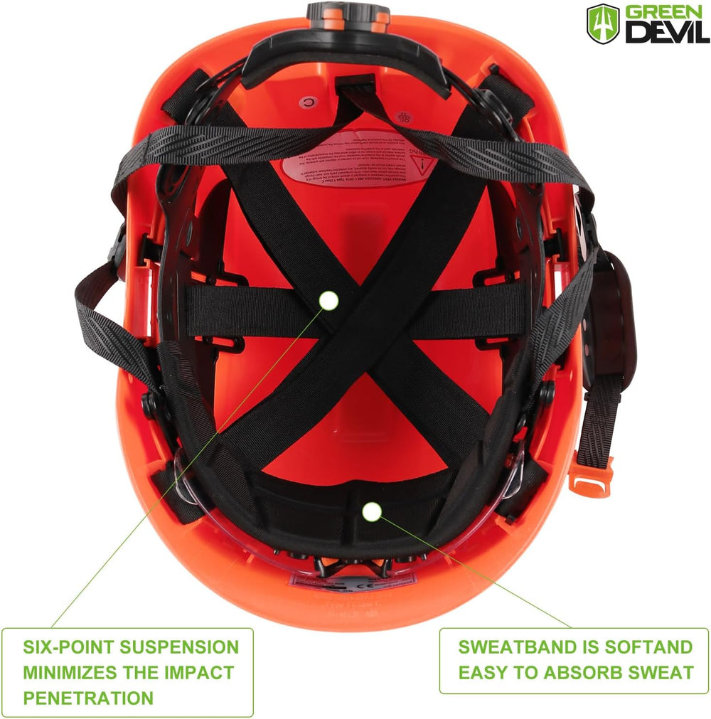 GREEN DEVIL Forestry Chainsaw Safety Helmet with Bluetooth Ear Muffs A